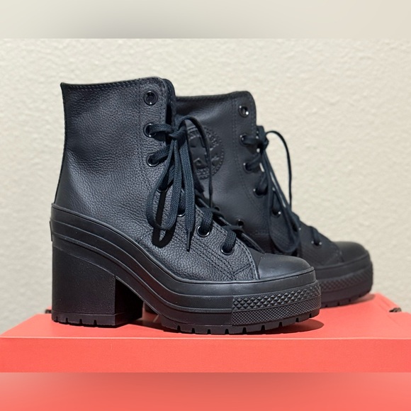Converse | Shoes | Nib Converse Black Chuck 7 De Luxe Heel Leather ...